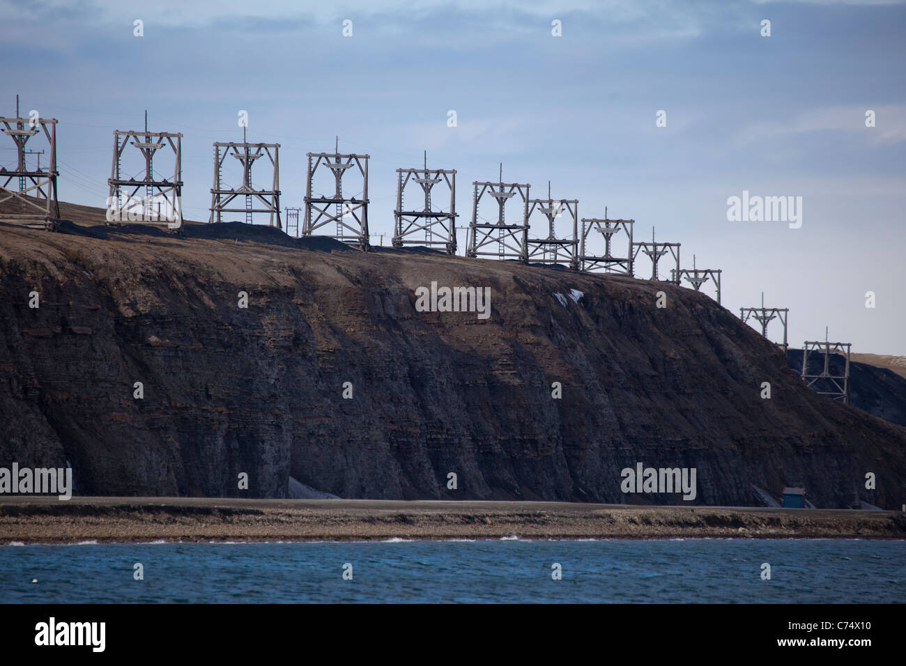 Old coal mining machinery, Longyearbyen, Svalbard. Coal mining ...