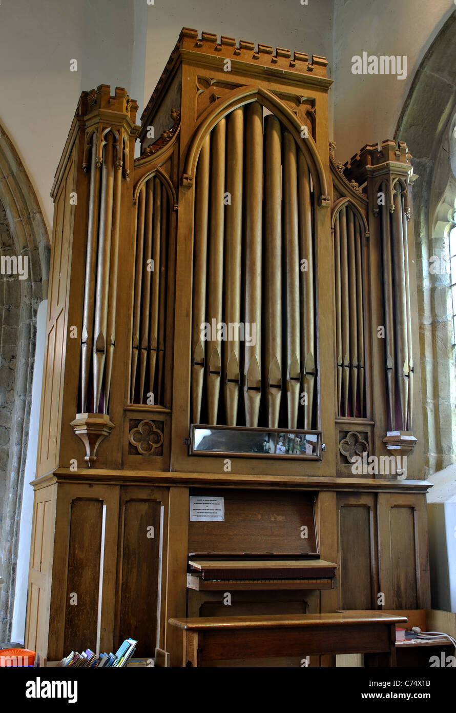 The organ, St. Helen`s Church, Sharnford, Leicestershire, England, UK ...
