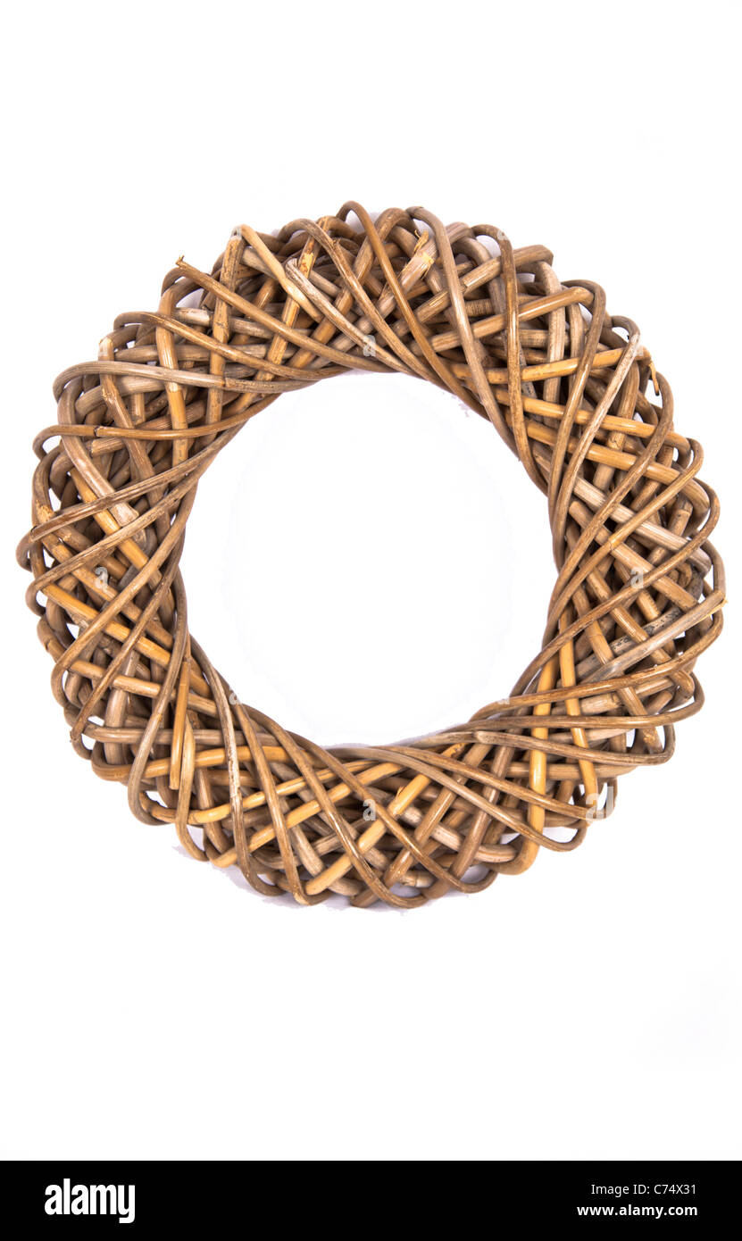 Wreath made of reed isolated on white Stock Photo - Alamy