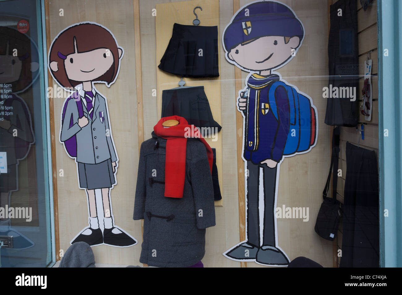 Local London school uniforms and cartoon characters on display in a ...