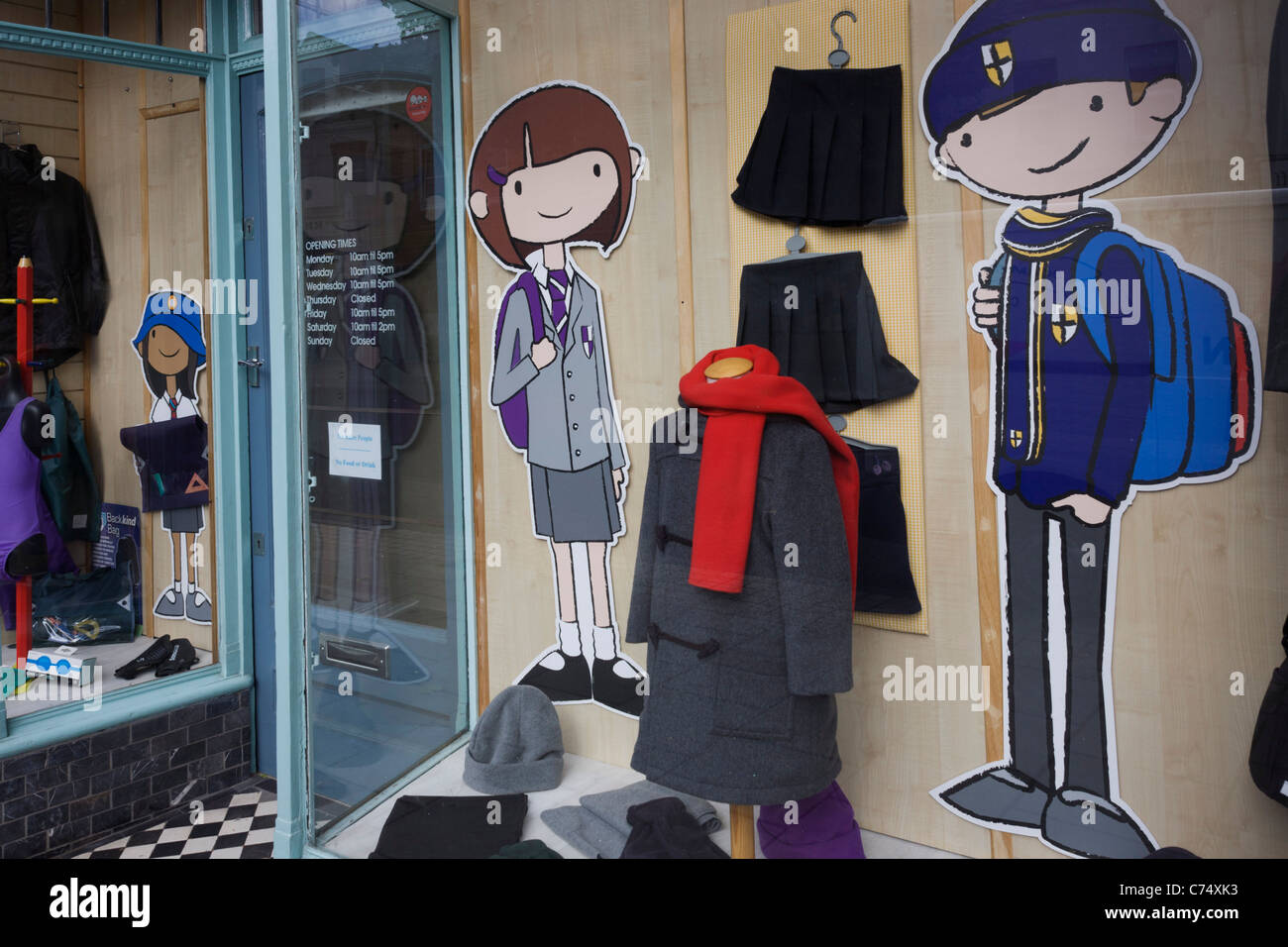 Local London school uniforms and cartoon characters on display in a ...