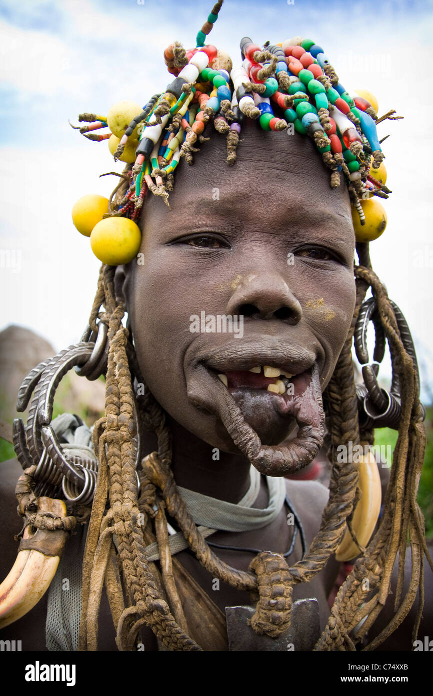 Mursi tribe, Mago National Park, Ethiopia Stock Photo - Alamy