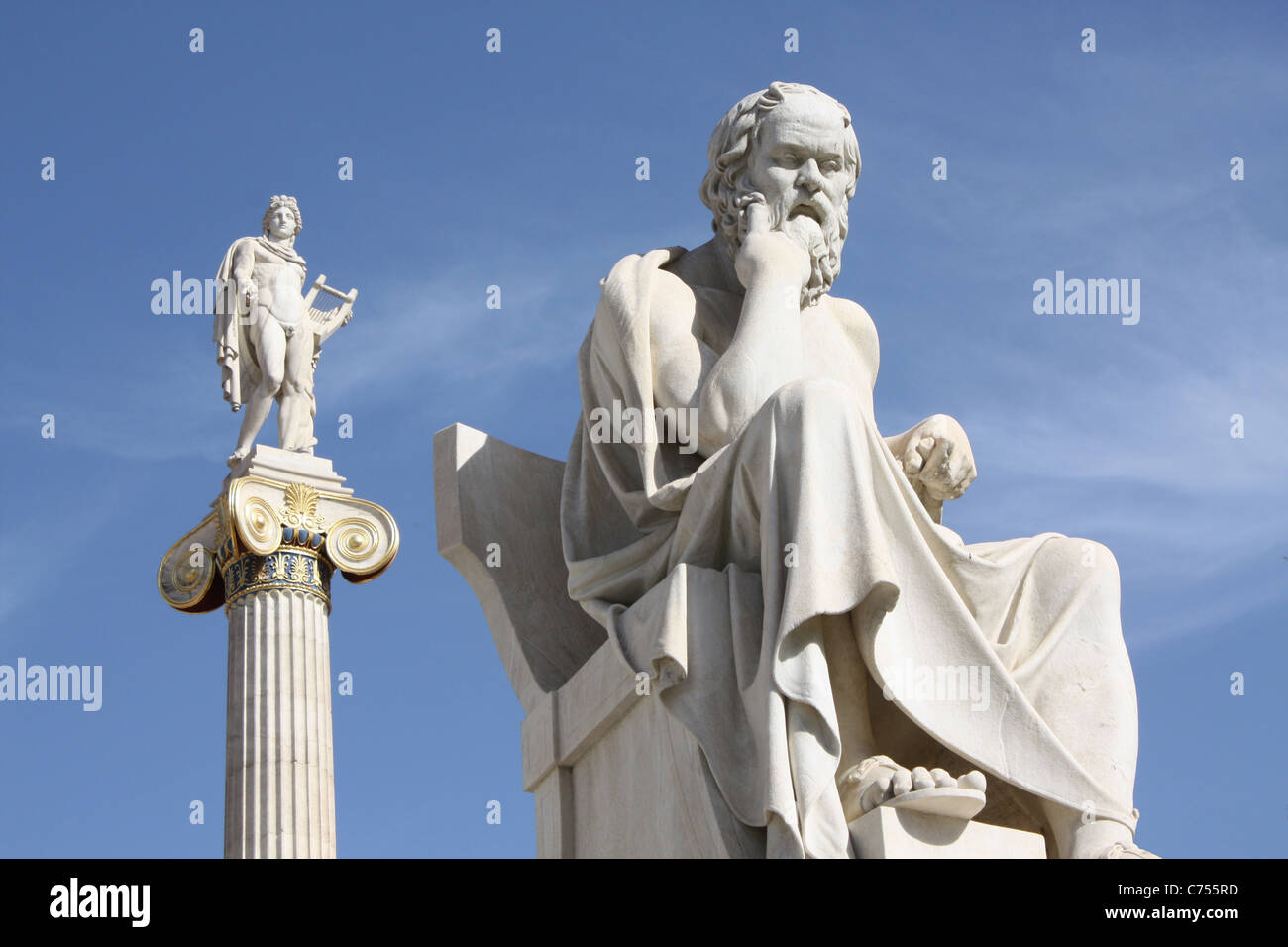 Ancient Greek philosopher Socrates and god Apollo in Athens, Greece ...