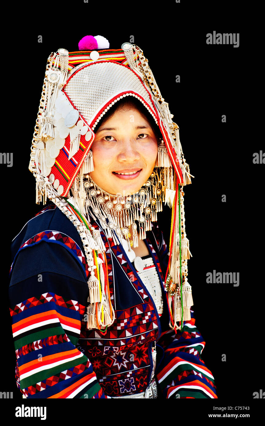 Akha woman wearing a PhameeAkha costume in Chiang Rai, Thailand, Asia ...
