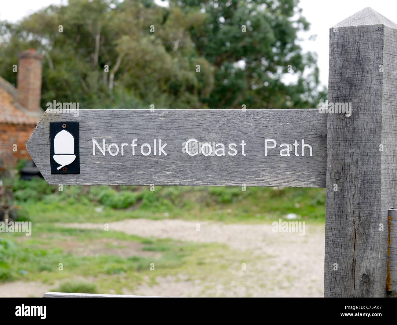 Norfolk Coast Path Sign post at Brancaster Staithe on the Norfolk Coast ...