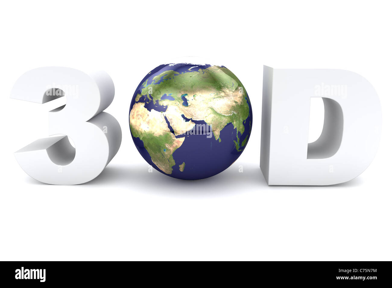 3d word with earth on white background Stock Photo - Alamy