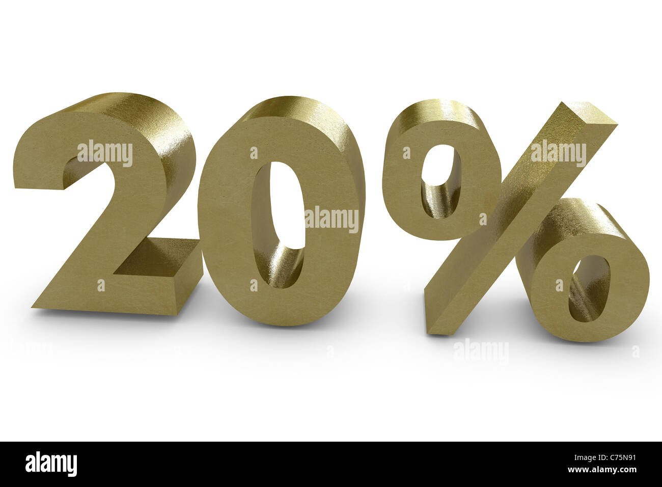Twenty percent in 3d - gold color Stock Photo - Alamy