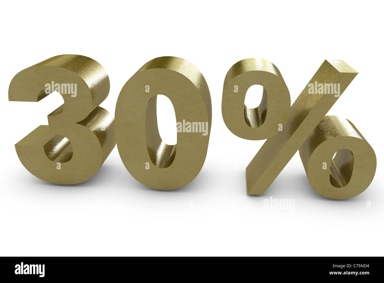 Thirty percent in 3d - gold color Stock Photo - Alamy