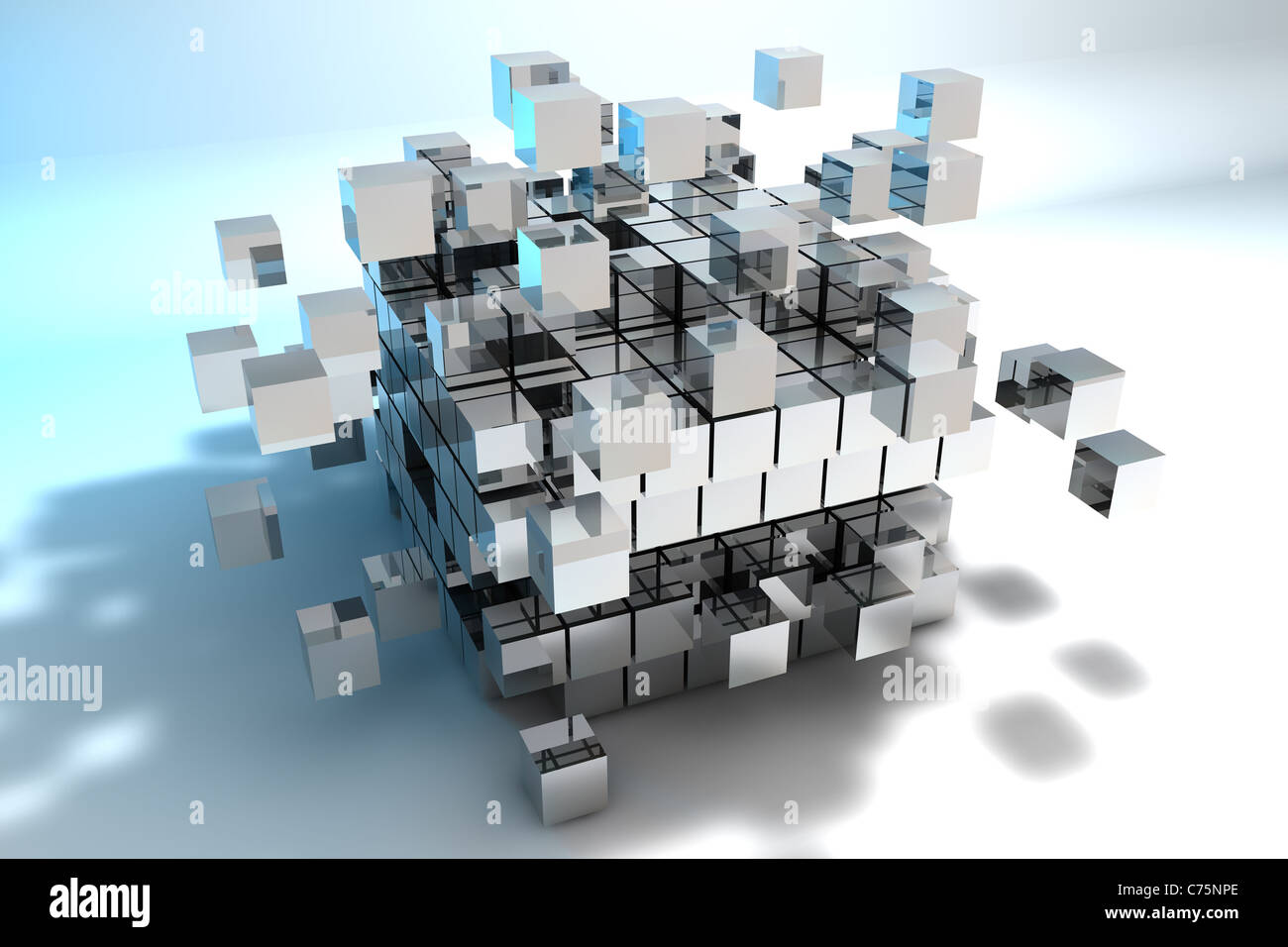 Abstract cubes rendered in 3d with shadow Stock Photo - Alamy