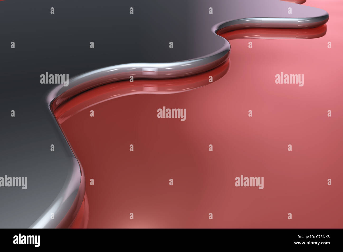 Chrome abstract liquid with red floor Stock Photo - Alamy