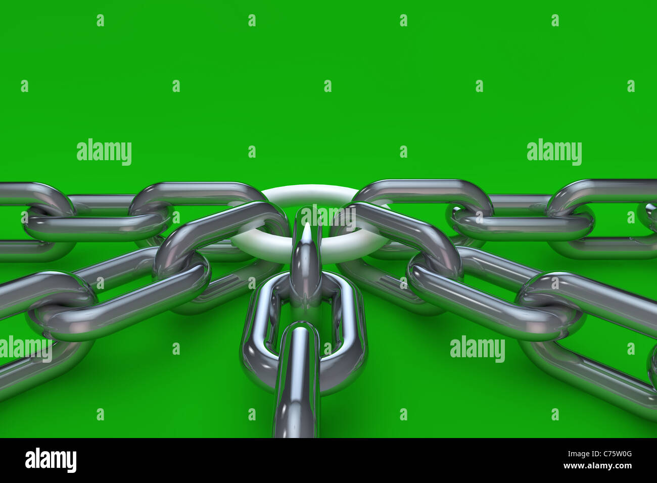 Chains on green background in 3d Stock Photo - Alamy