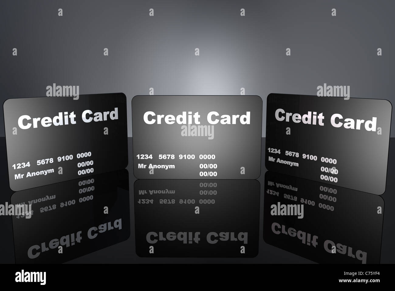 Black credit cards on black floor with light background Stock Photo - Alamy