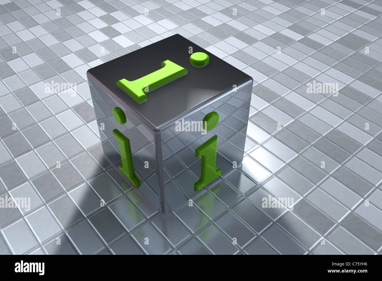 Info cube symbol on tile floor Stock Photo - Alamy