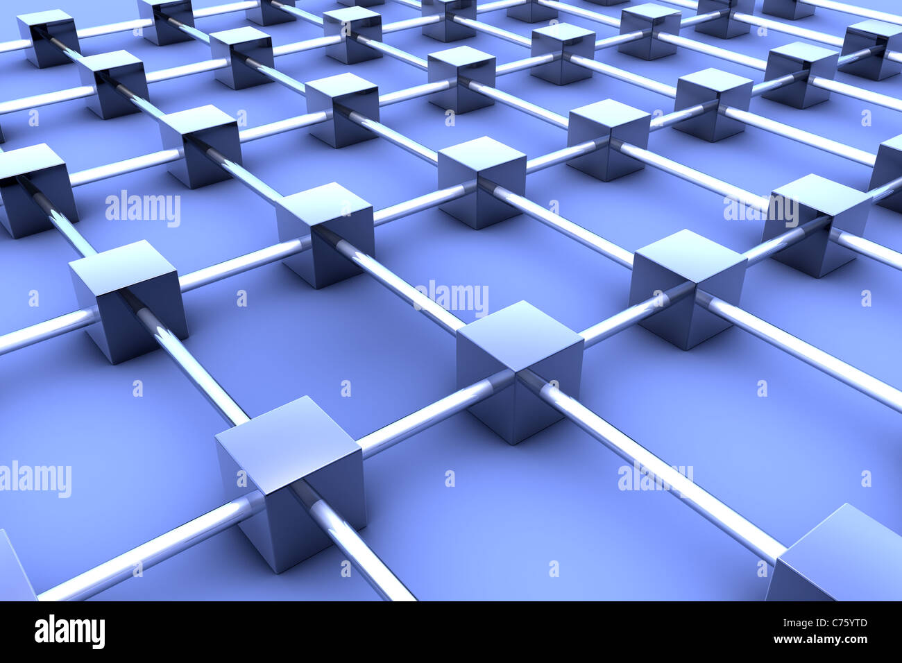 3D render Cubes with connections Stock Photo - Alamy