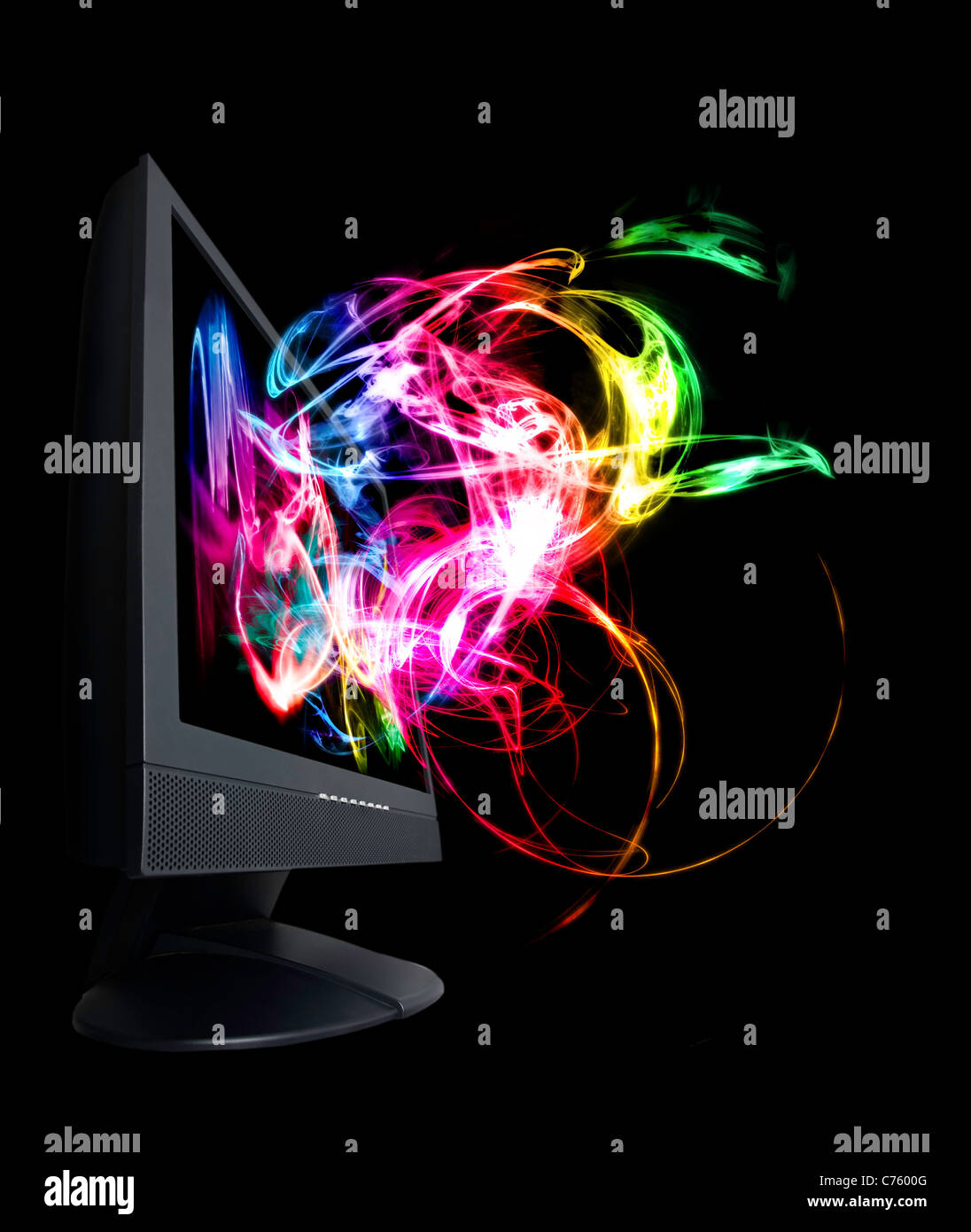Monitor full of colorful and magical waves Stock Photo - Alamy