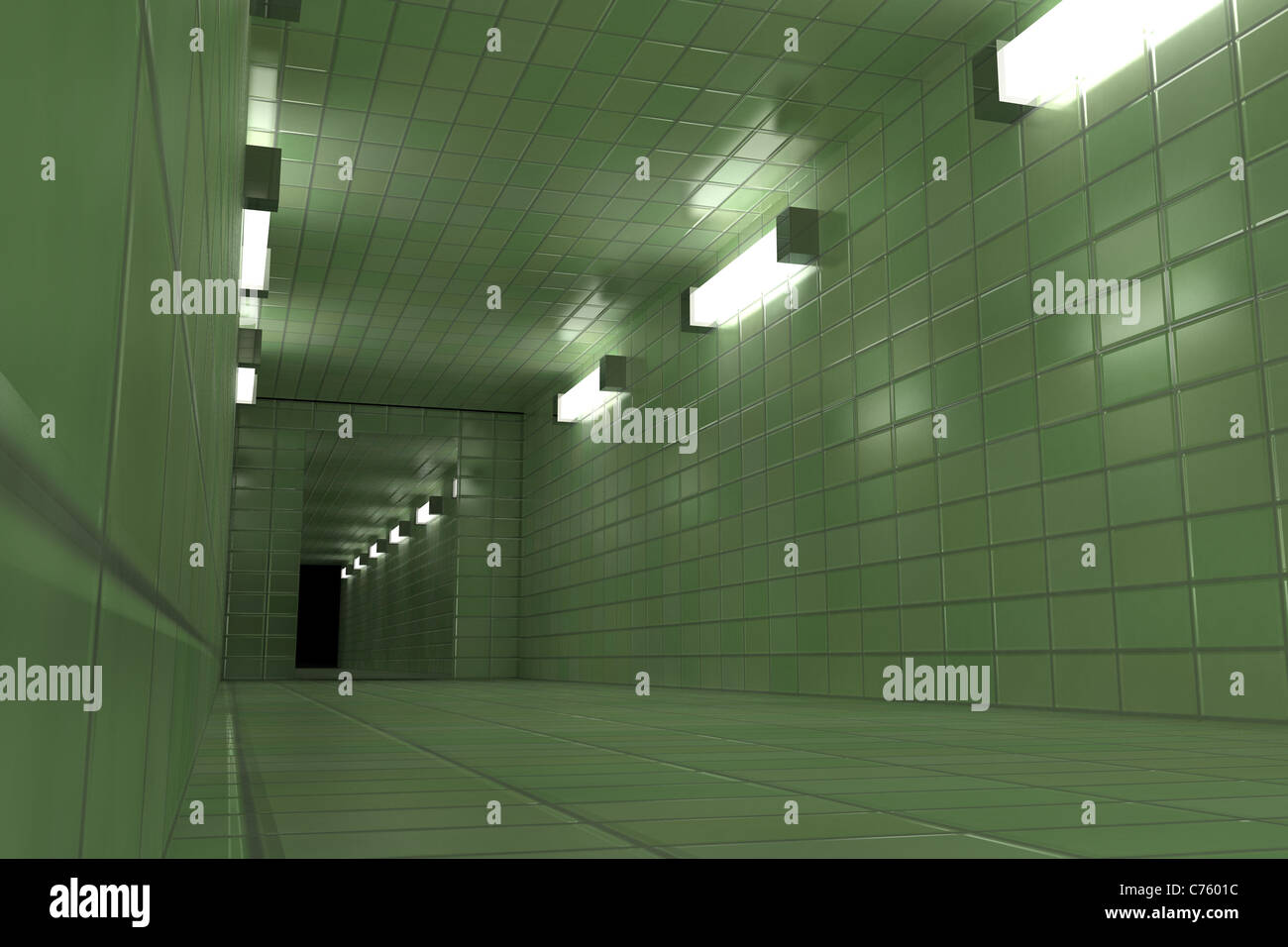 Corridor with lights and mirror Stock Photo - Alamy