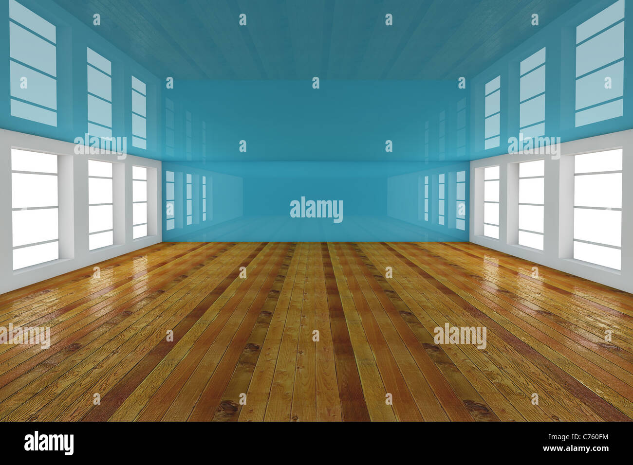 Abstract blue empty room 3d render Stock Photo - Alamy