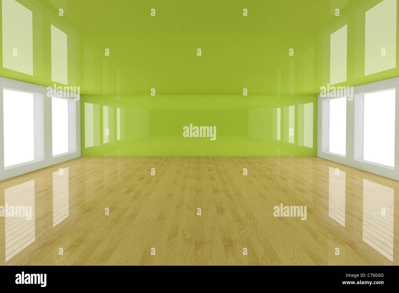 Abstract green empty room 3d render Stock Photo - Alamy