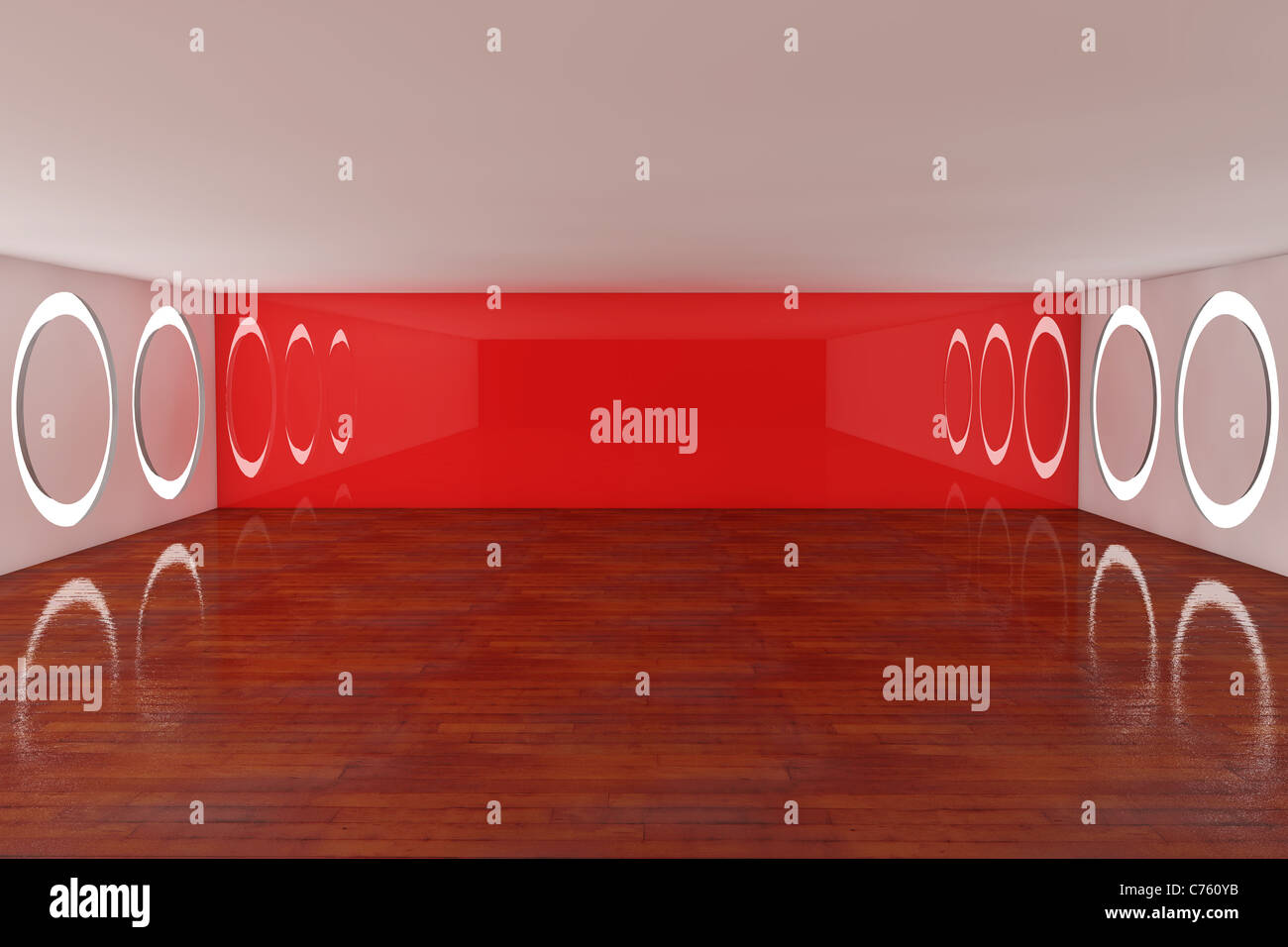 3d rendering red empty room Stock Photo - Alamy