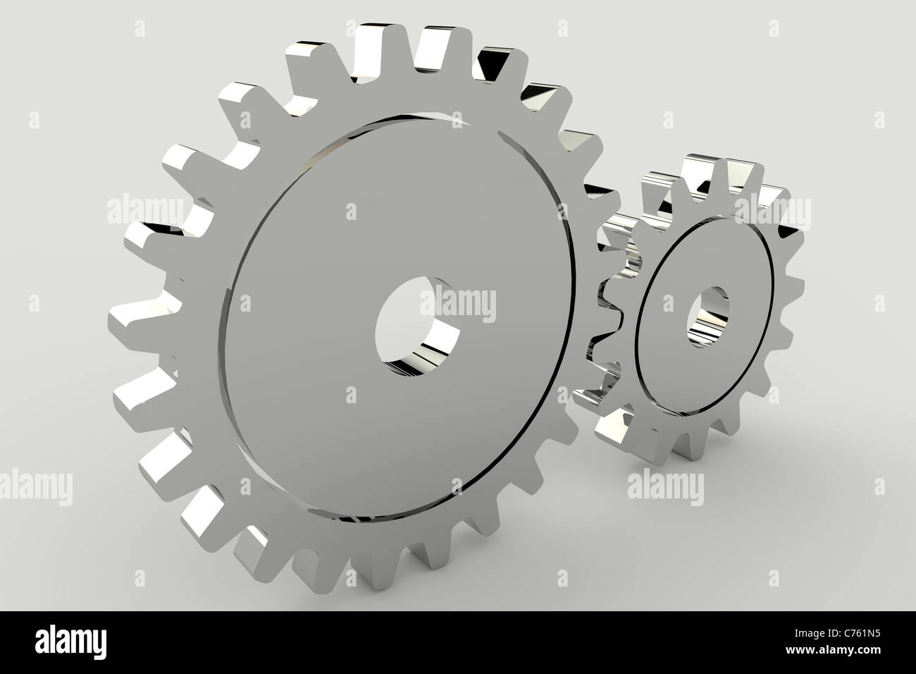 Illustration of a chrome gears Stock Photo - Alamy