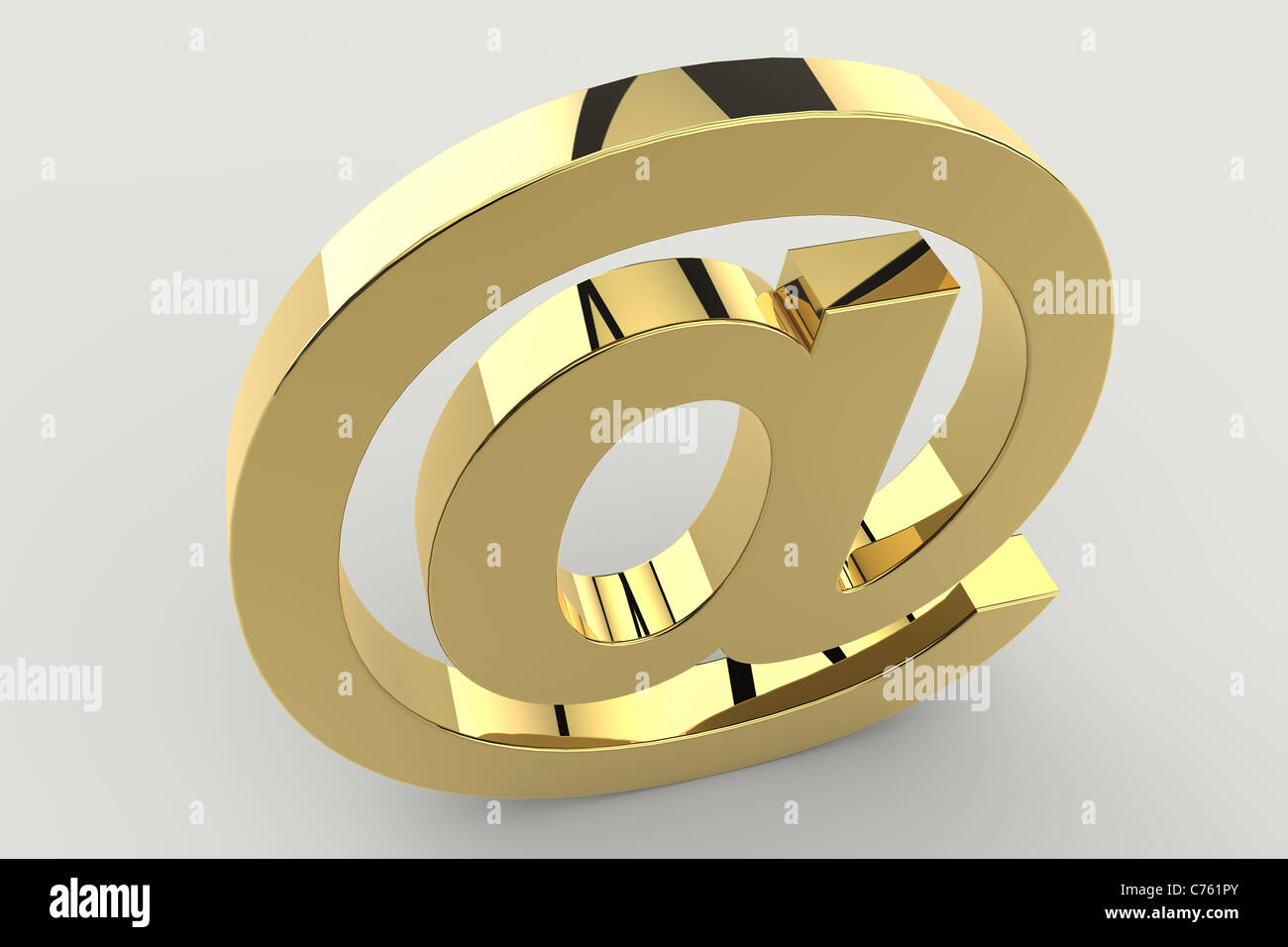 A golden at sign - 3d illustration Stock Photo - Alamy