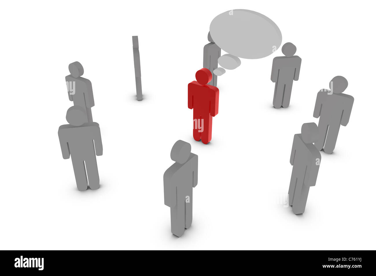 Red character in the middle of a circle character Stock Photo - Alamy