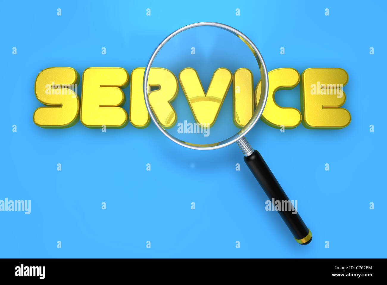 Service letter with magnifying glass Stock Photo - Alamy