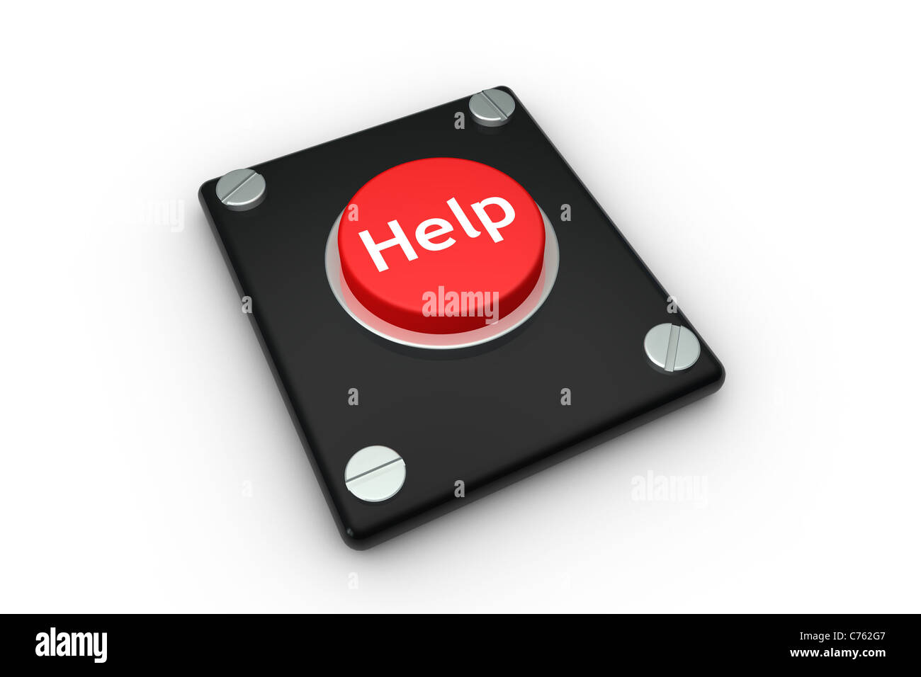 Help button with screw on white Stock Photo - Alamy