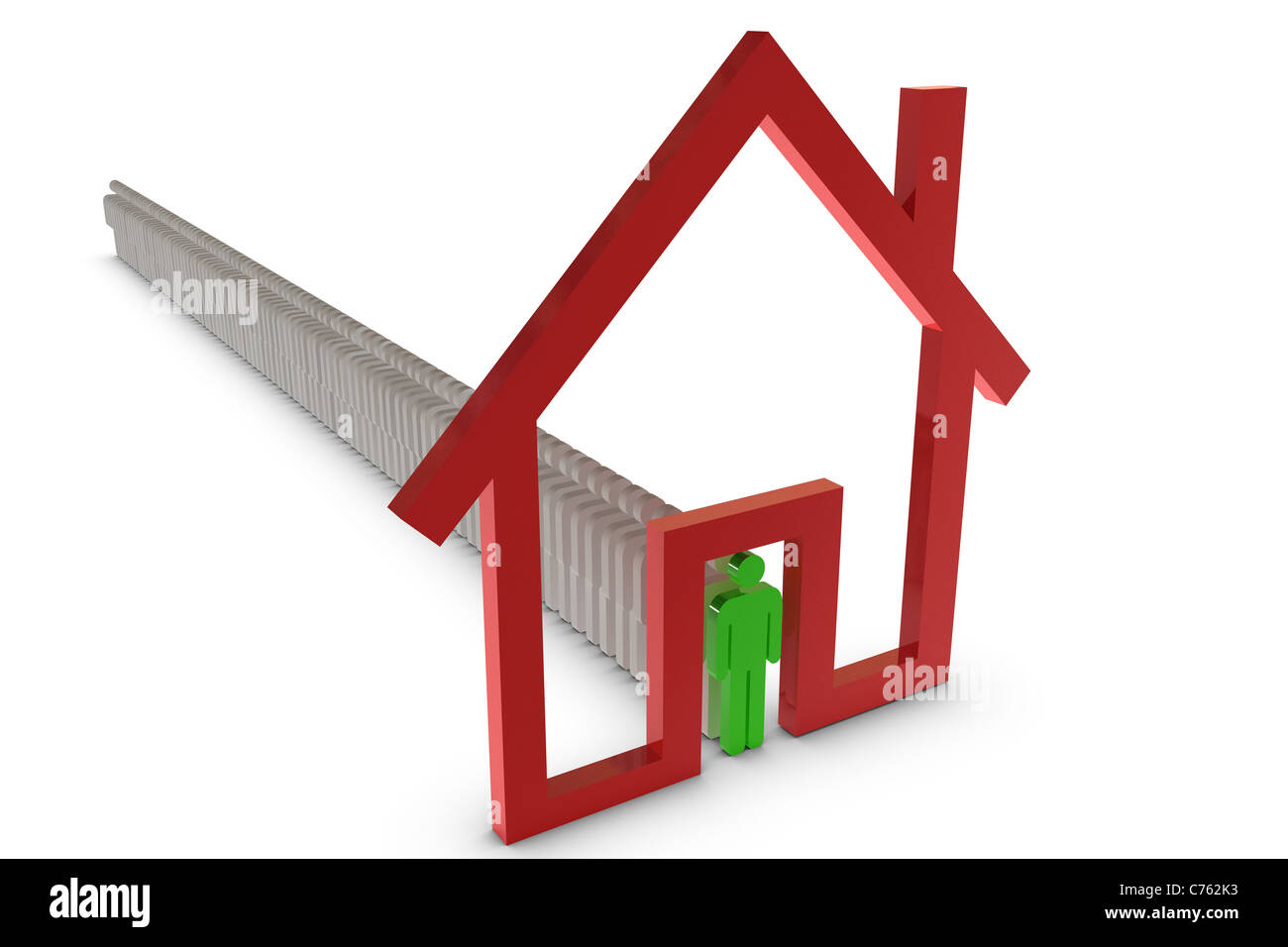 3D House symbol with characters Stock Photo - Alamy