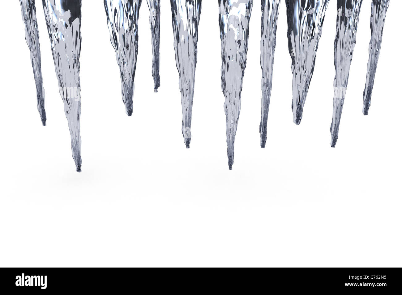 3d rendered icicles on white background Stock Photo - Alamy