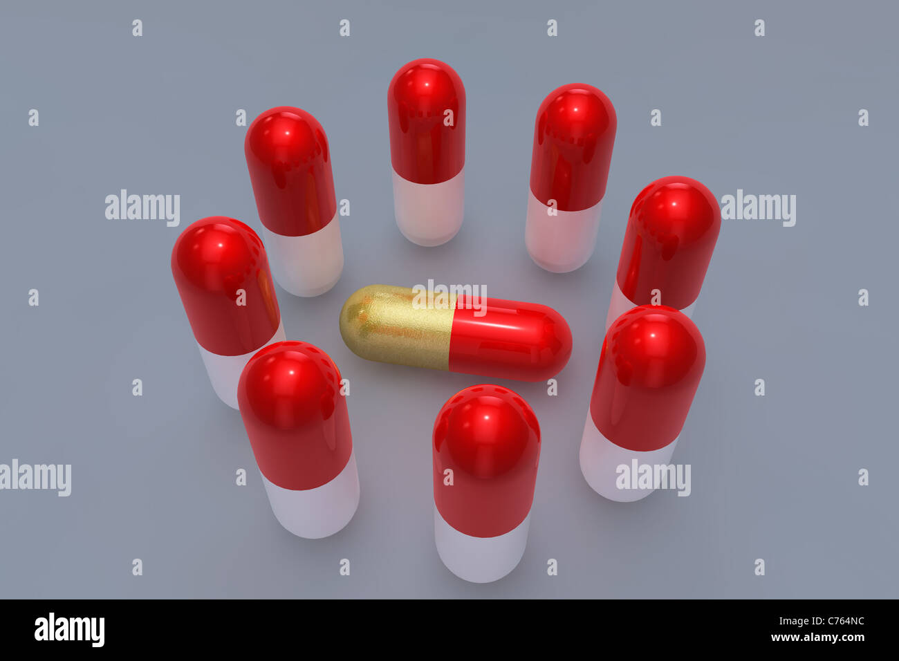 3d capsule golden 3d capsule lying on floor Stock Photo - Alamy