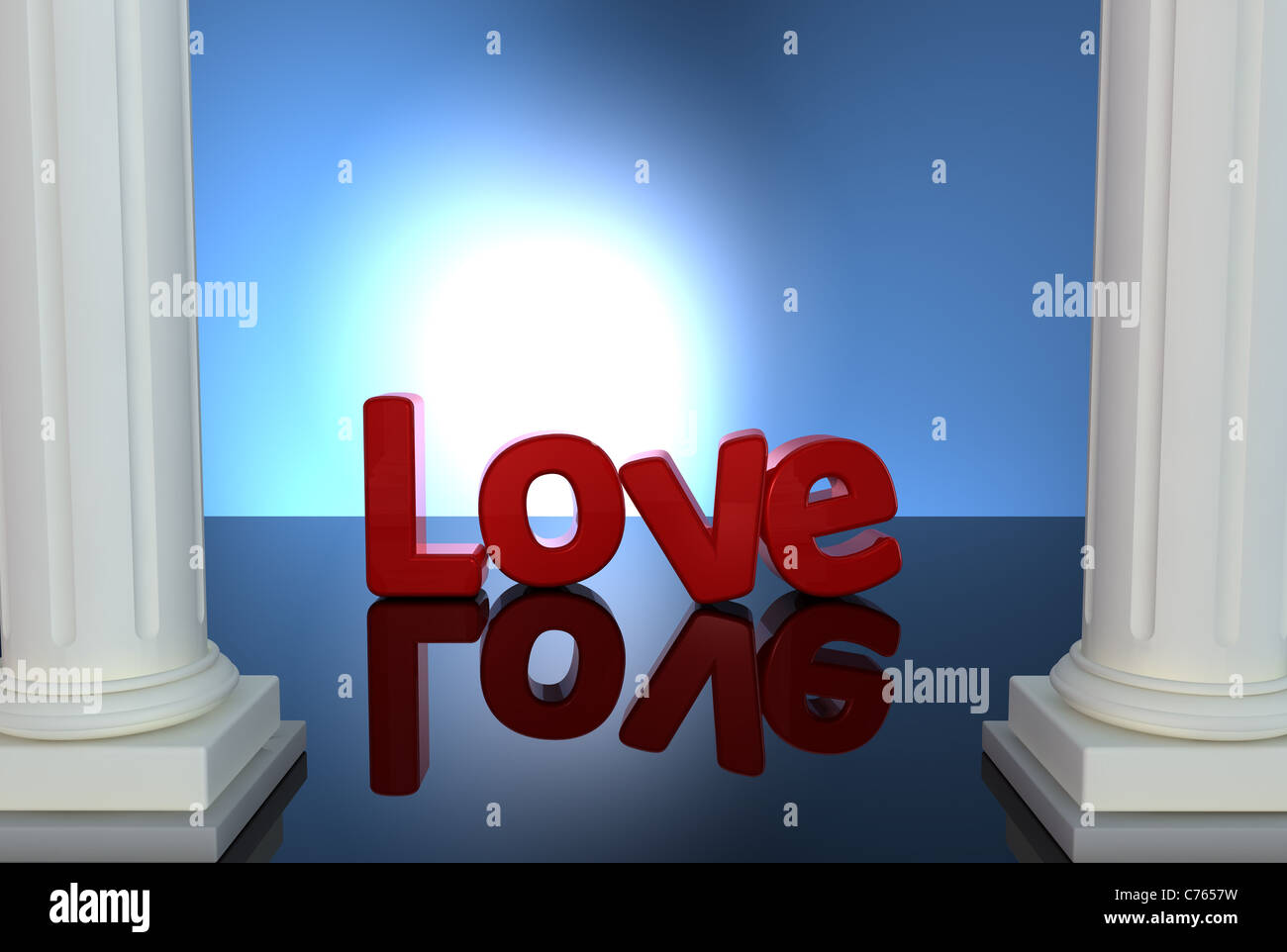Three dimensional red love letter with columns Stock Photo - Alamy