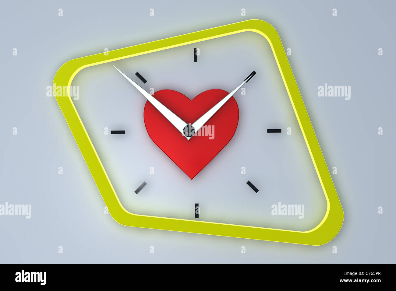3d retro clock with heart Stock Photo - Alamy