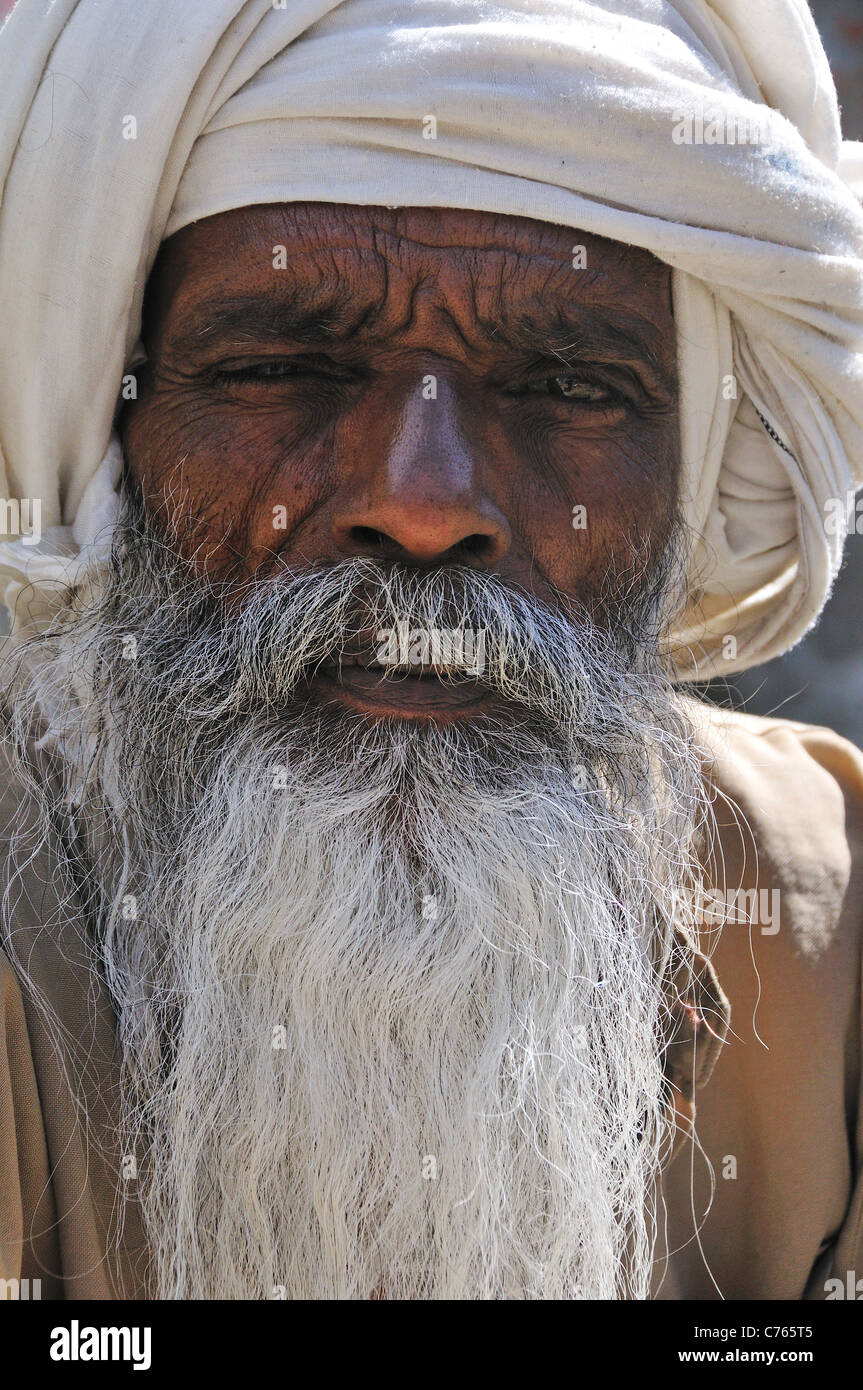 Sadhu sitting by the temple Stock Photo - Alamy