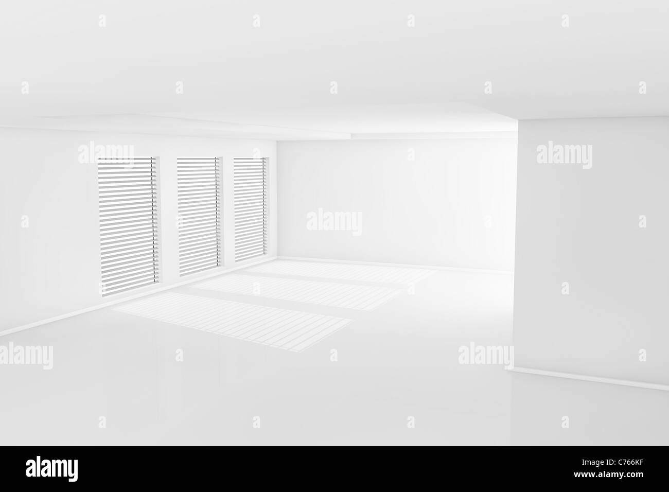 Three dimensional rendering white room with windows Stock Photo - Alamy