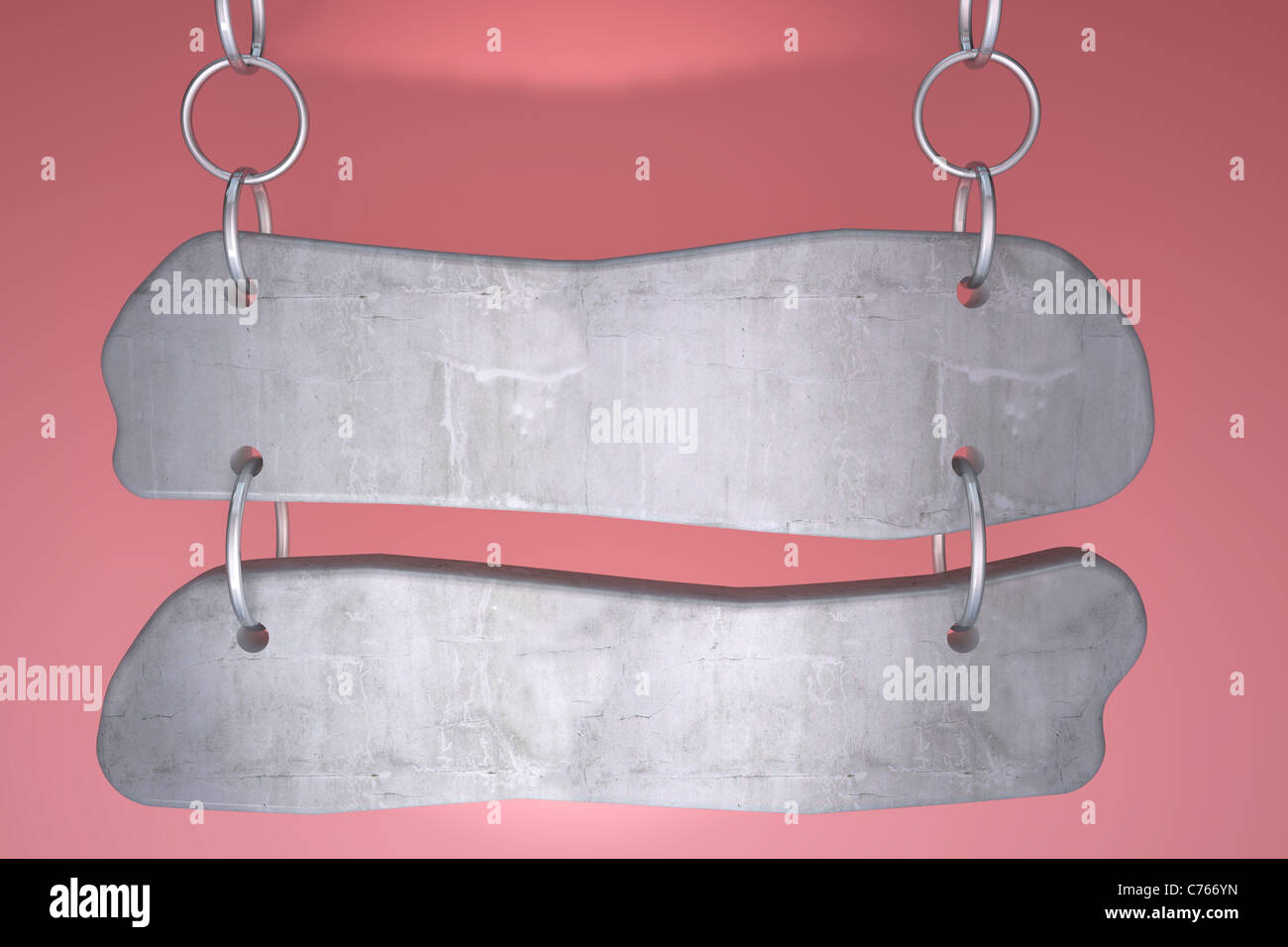 Stone signboard hanging on chrome chains Stock Photo - Alamy