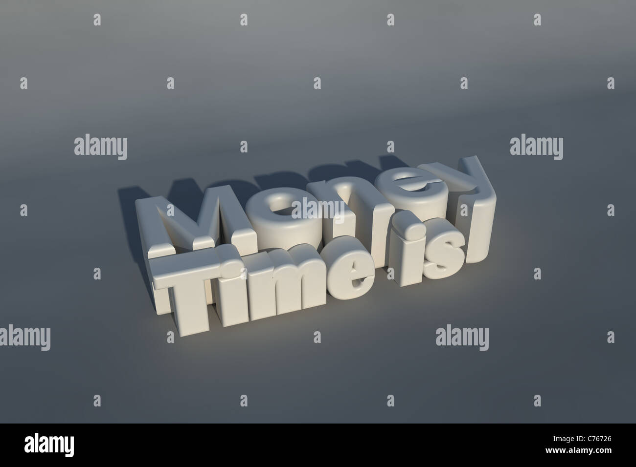 Time Is Money letter on gray background with sunlight effect Stock ...