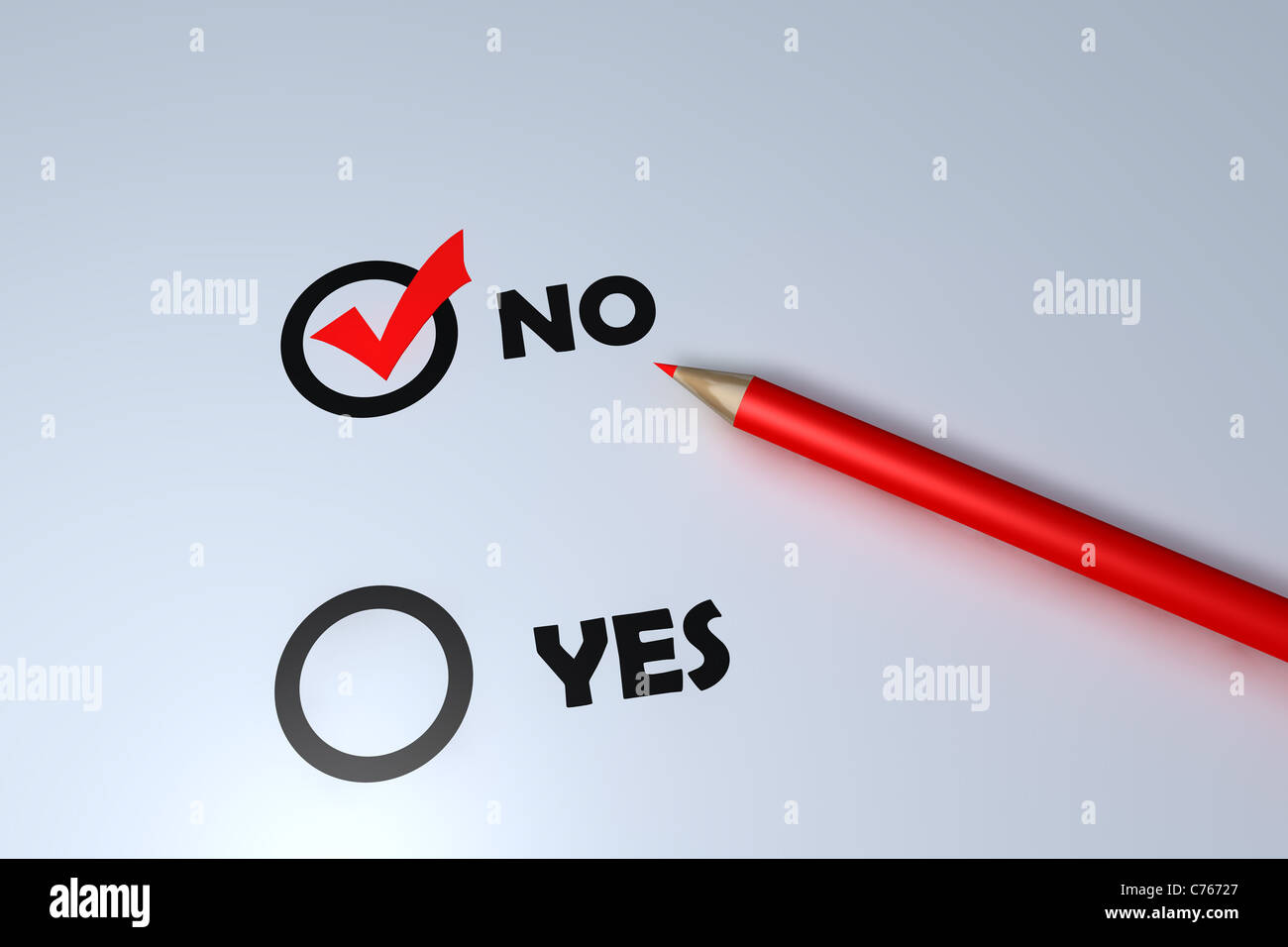Red pen and yes and no letter - your choice Stock Photo - Alamy
