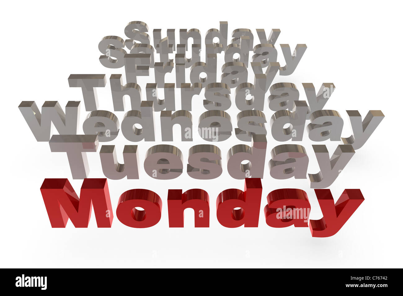 Three dimensional rendering week letter Stock Photo - Alamy