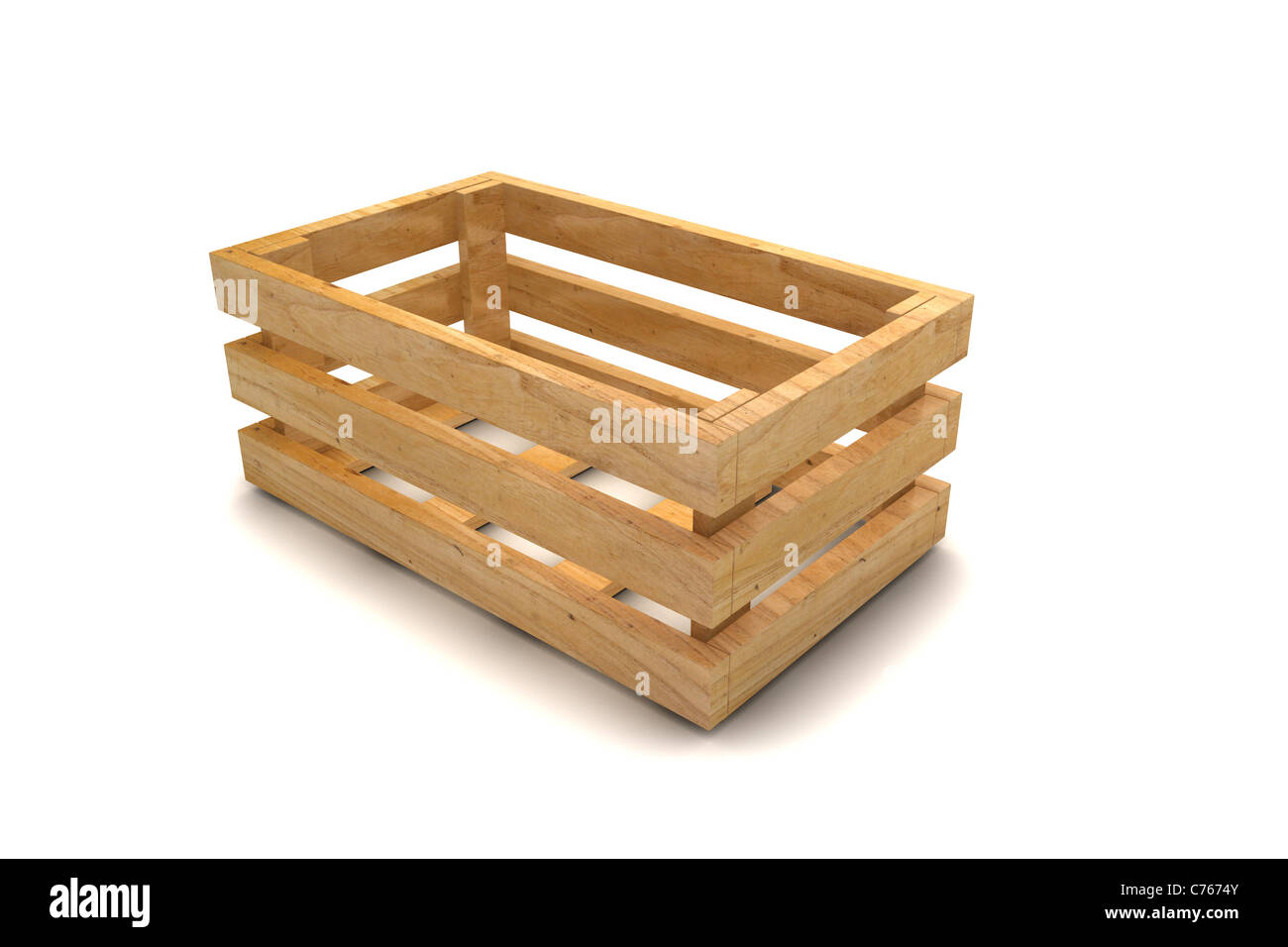Empty wooden crate in 3d isolated on white background Stock Photo - Alamy