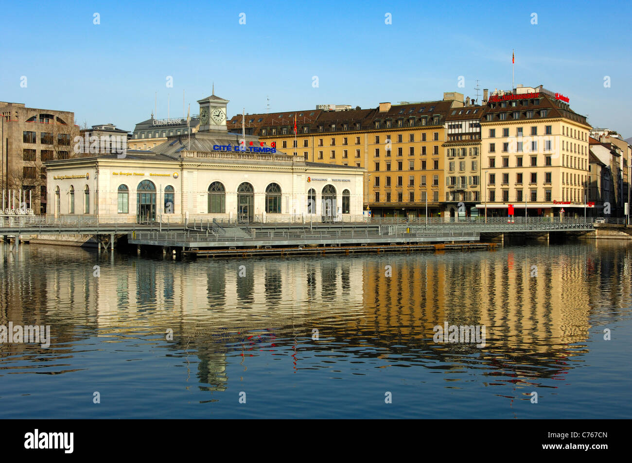 Exhibition center Cité du Temps on the bridge Pont de la machine ...
