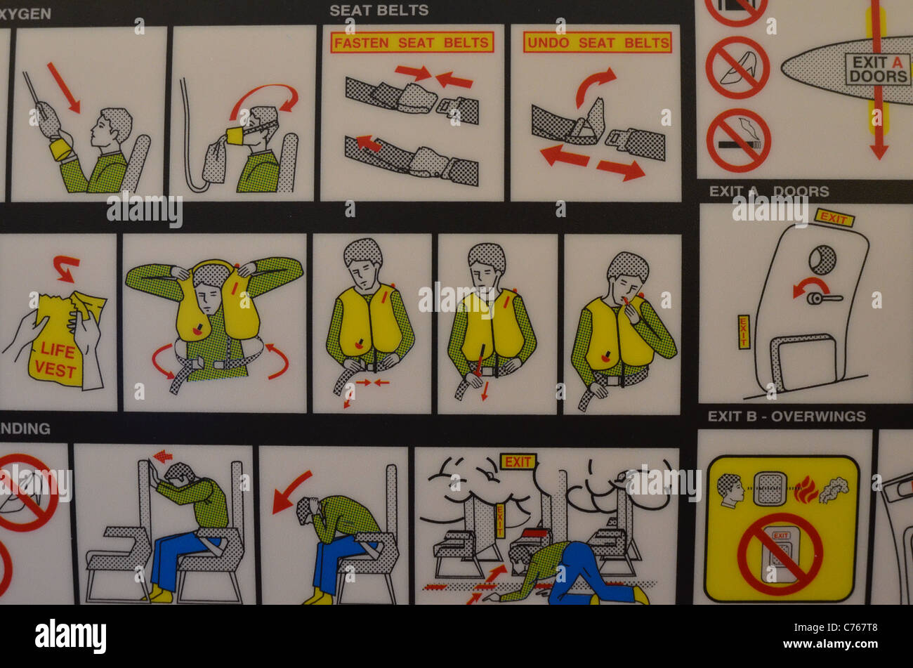 Ryanair air safety information sheet Stock Photo - Alamy