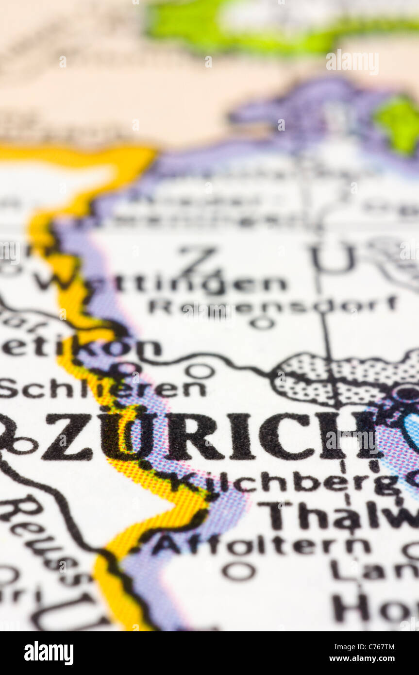 Zurich city map hi-res stock photography and images - Alamy