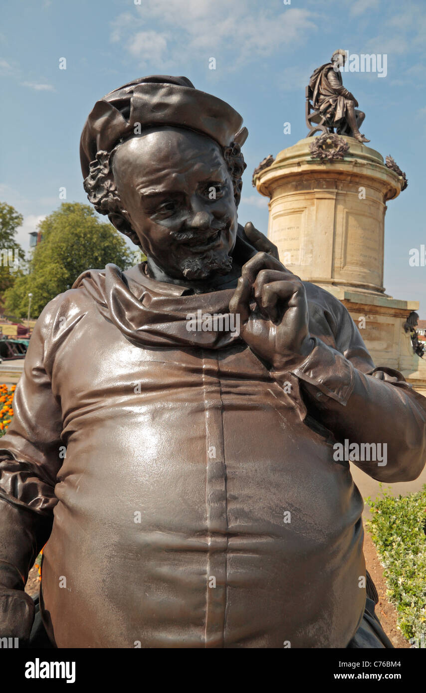Close up of Falstaff statue beside the William Shakespeare Gower ...