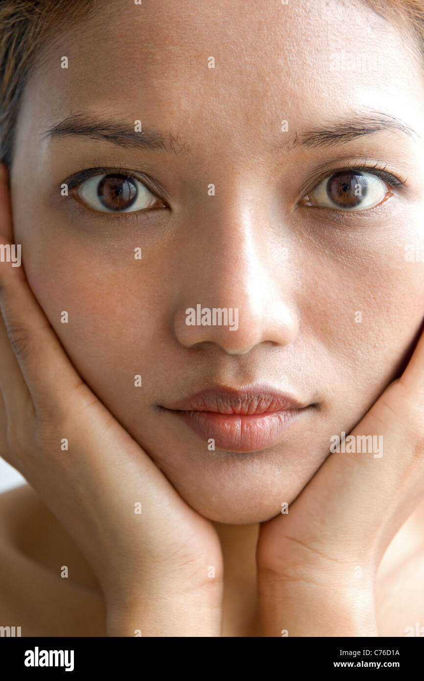 Closeup portrait of a young woman Stock Photo - Alamy