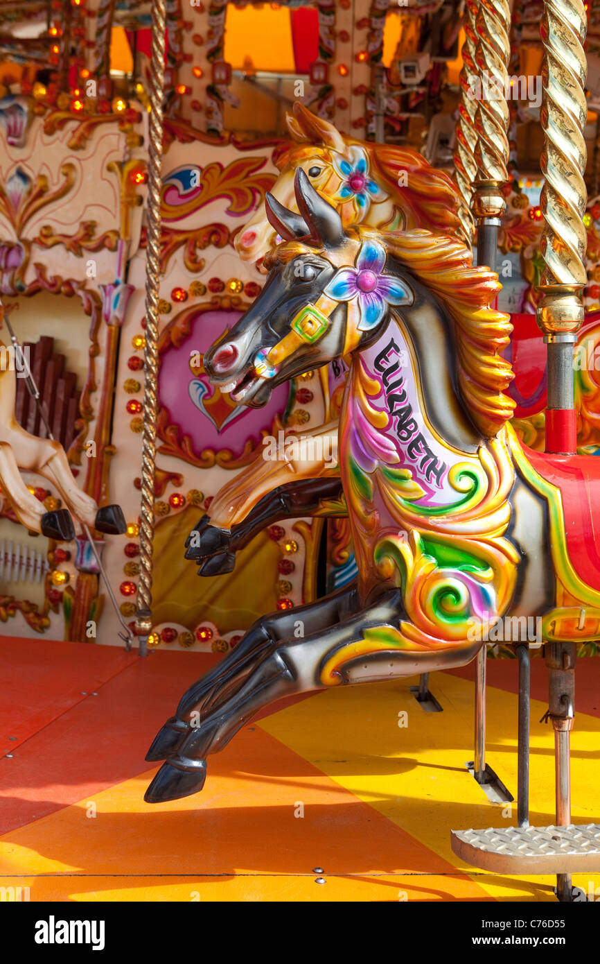 Fairground ride horse "Elizabeth" Fairground at Bournemouth Beach ...