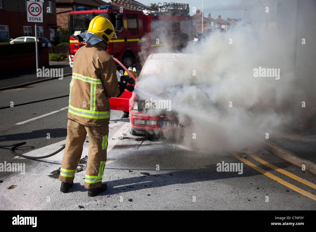Ford Fiesta Car Electrical Fire Southport Fire Brigade, Merseyside, UK ...