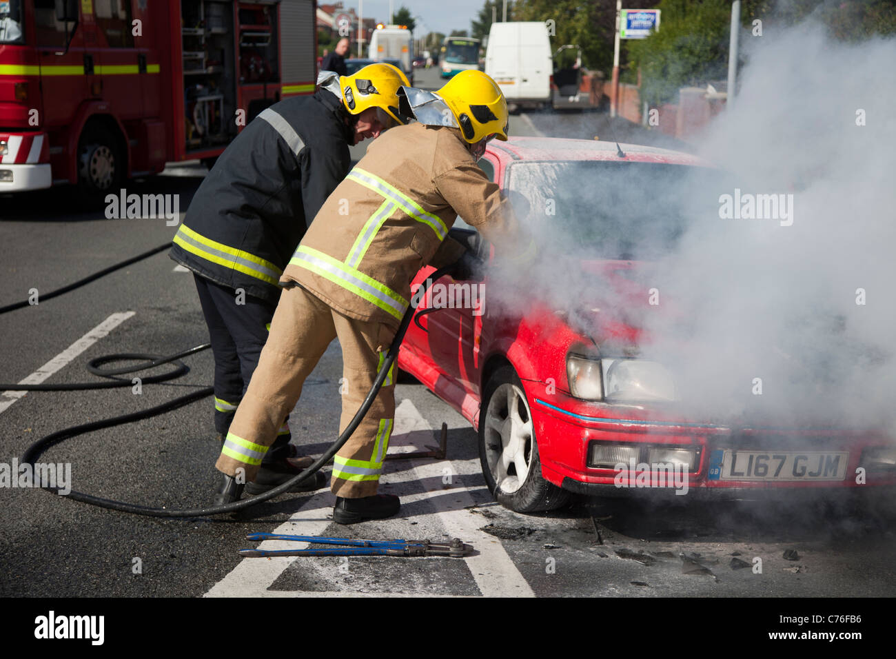 Ford Fiesta Car Electrical Fire Southport Fire Brigade, Merseyside, UK ...
