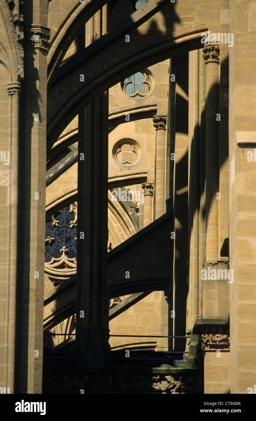 Outside detail of buttress, pinnacles and flying buttress of Cathedral ...