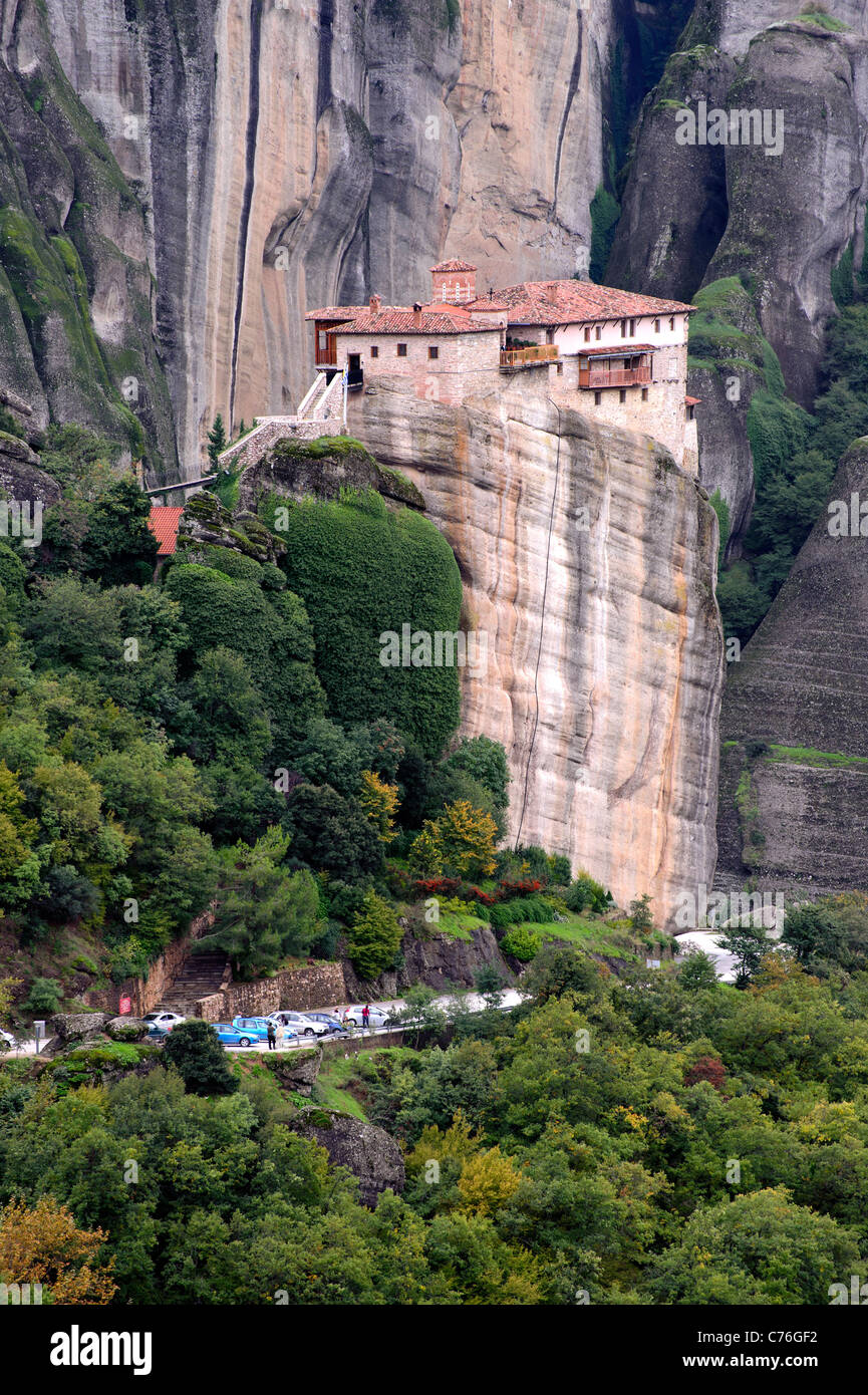 Roussanou monastery, Meteora region, plain of Thessaly, Greece Stock ...